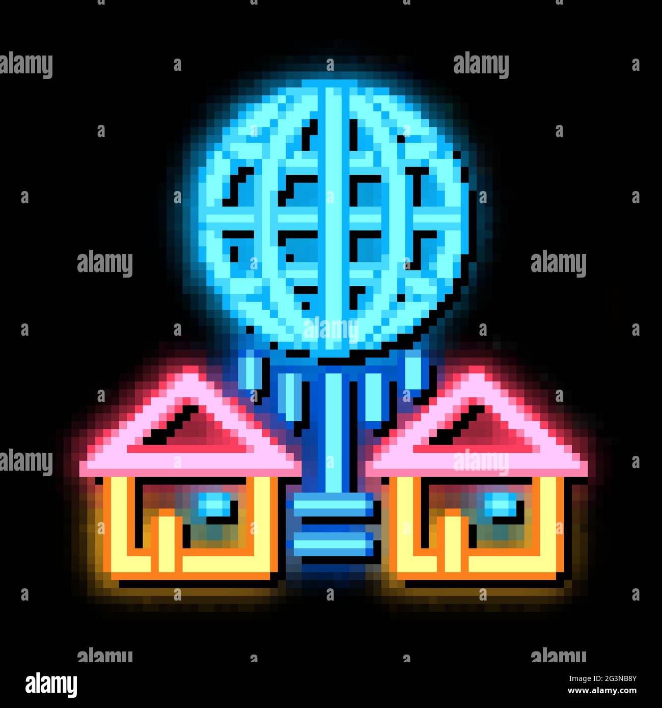 houses internet connection neon glow icon illustration Stock Vector ...