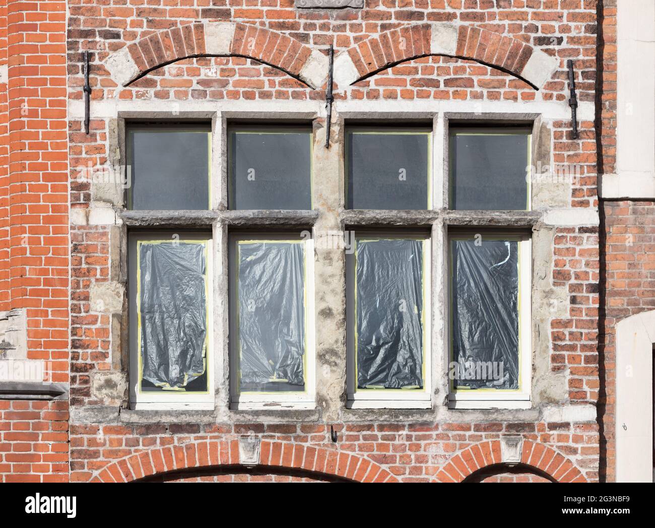Improvised broken window with plastic Stock Photo - Alamy