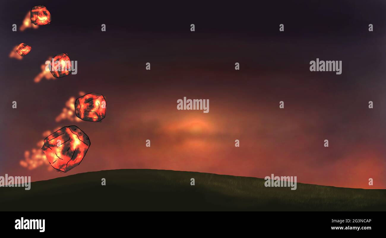 throwing flaming rock with catapult Stock Photo - Alamy