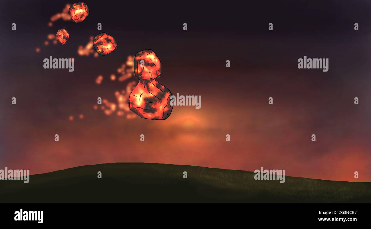 throwing flaming rock with catapult Stock Photo - Alamy