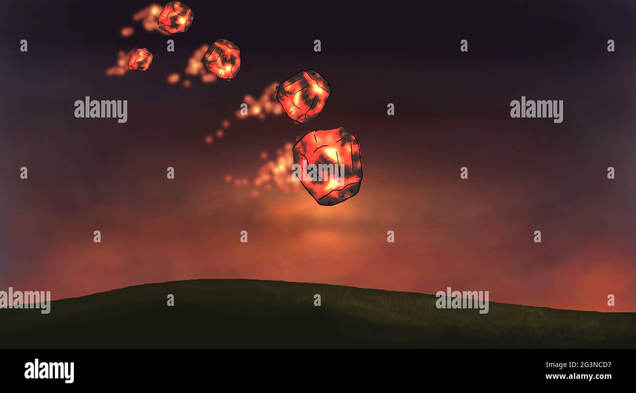 throwing flaming rock with catapult Stock Photo - Alamy