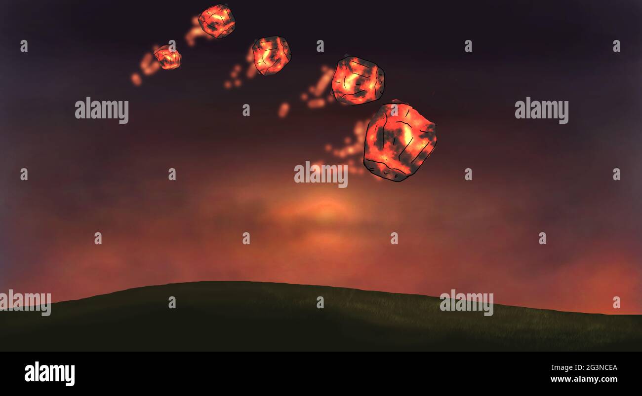 throwing flaming rock with catapult Stock Photo - Alamy