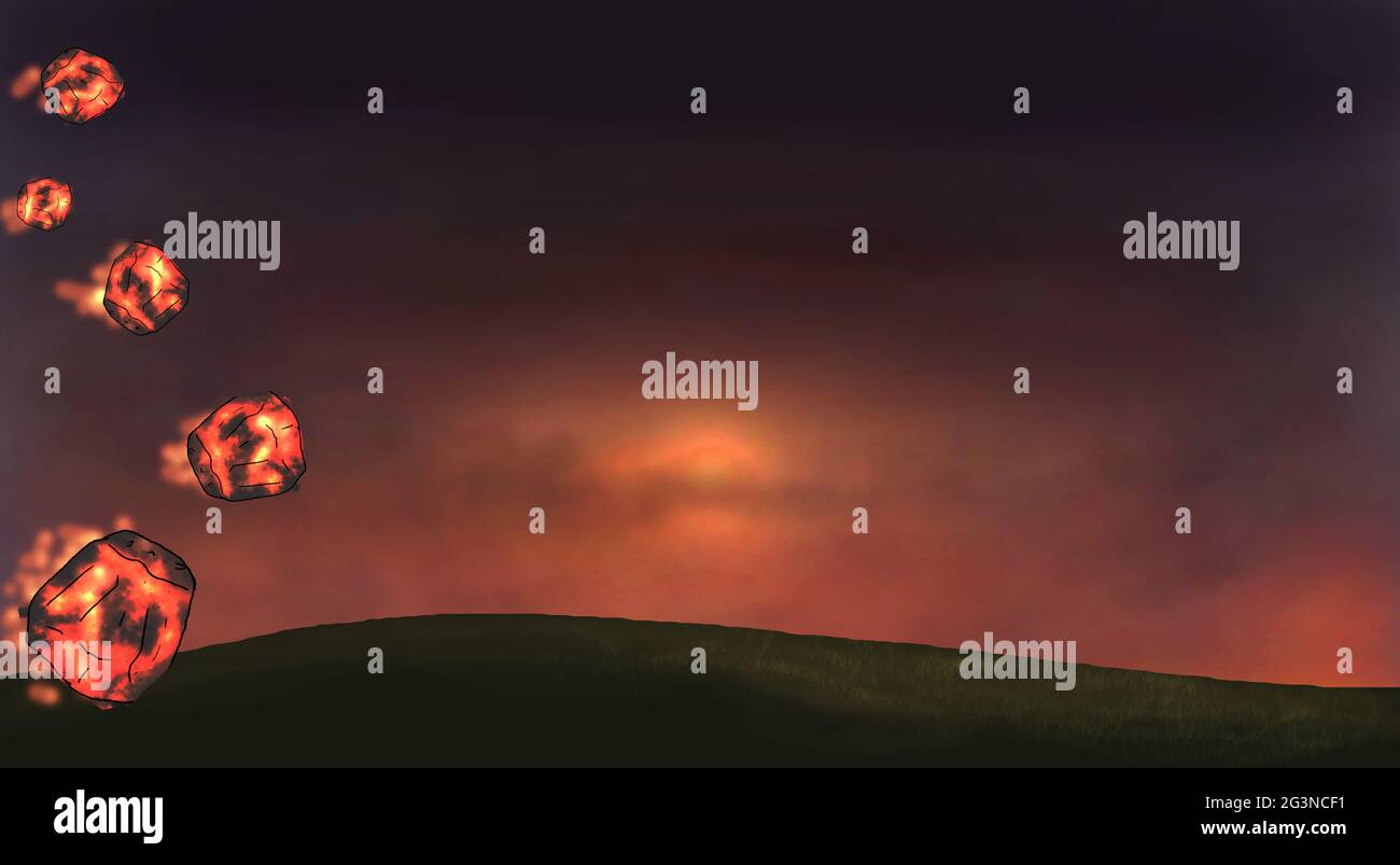 throwing flaming rock with catapult Stock Photo - Alamy