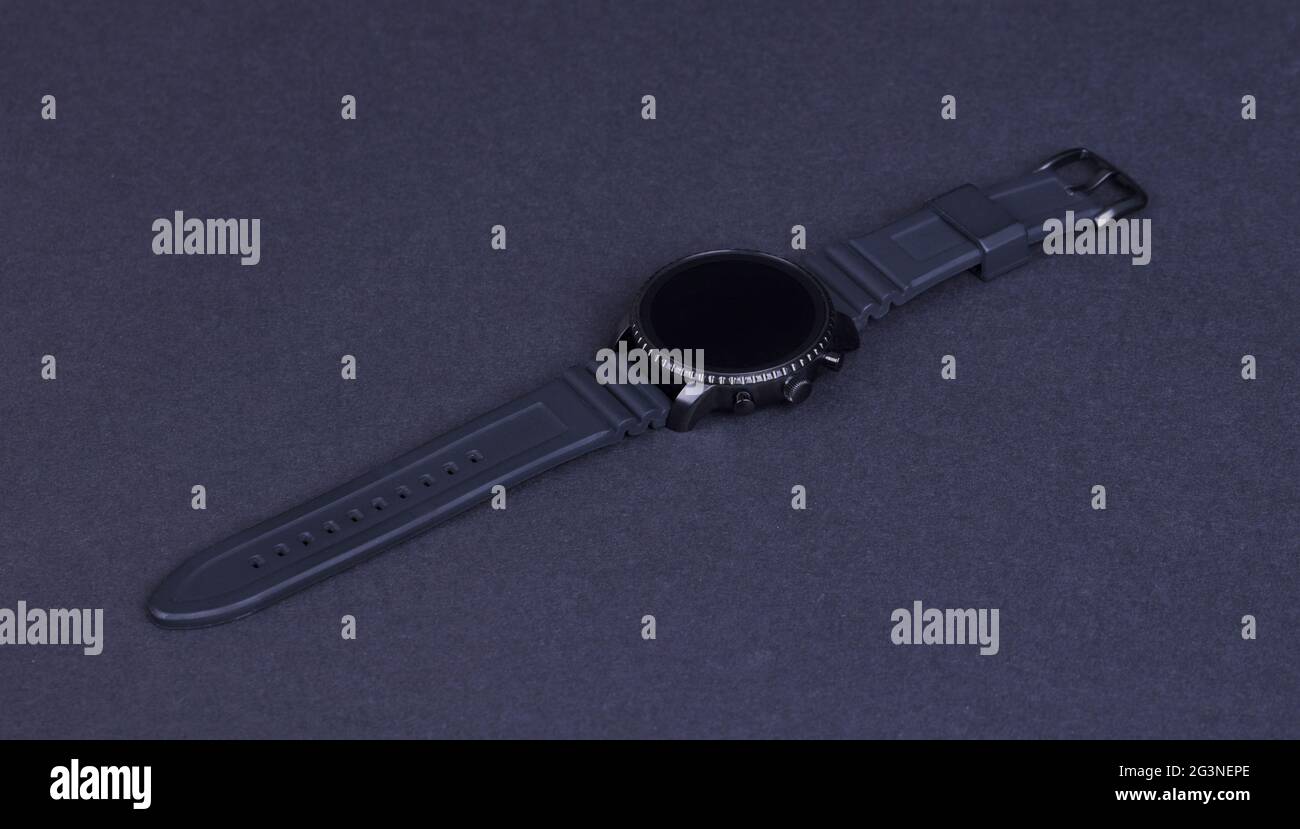 Black smartwatch isolated Stock Photo - Alamy