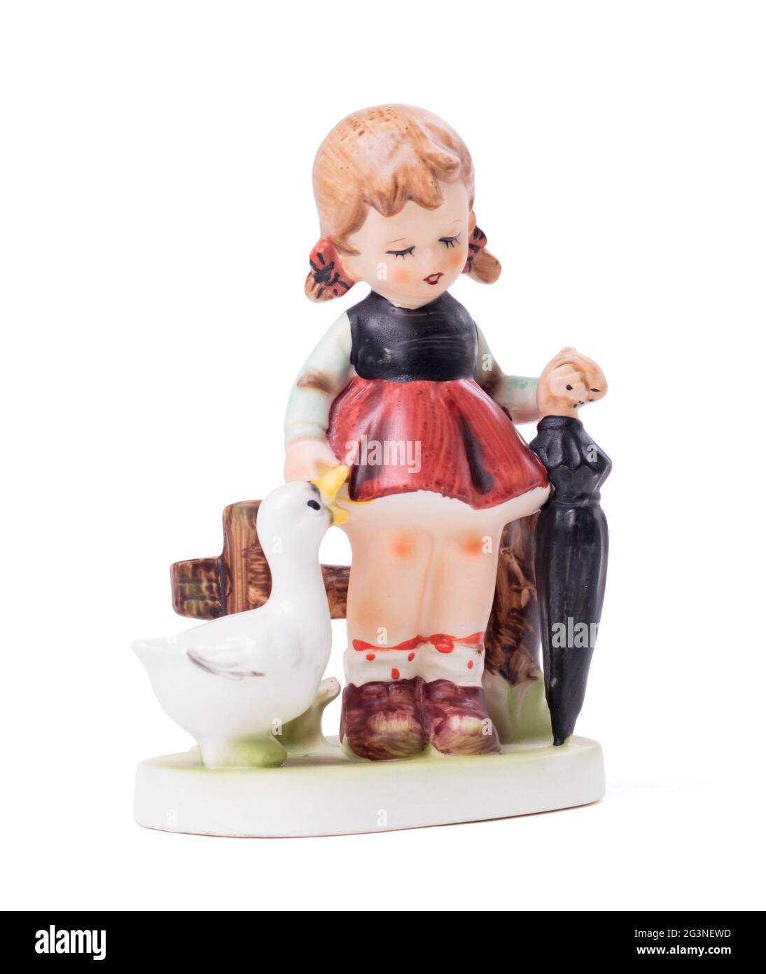 Very old statue, small ceramic girl Stock Photo - Alamy