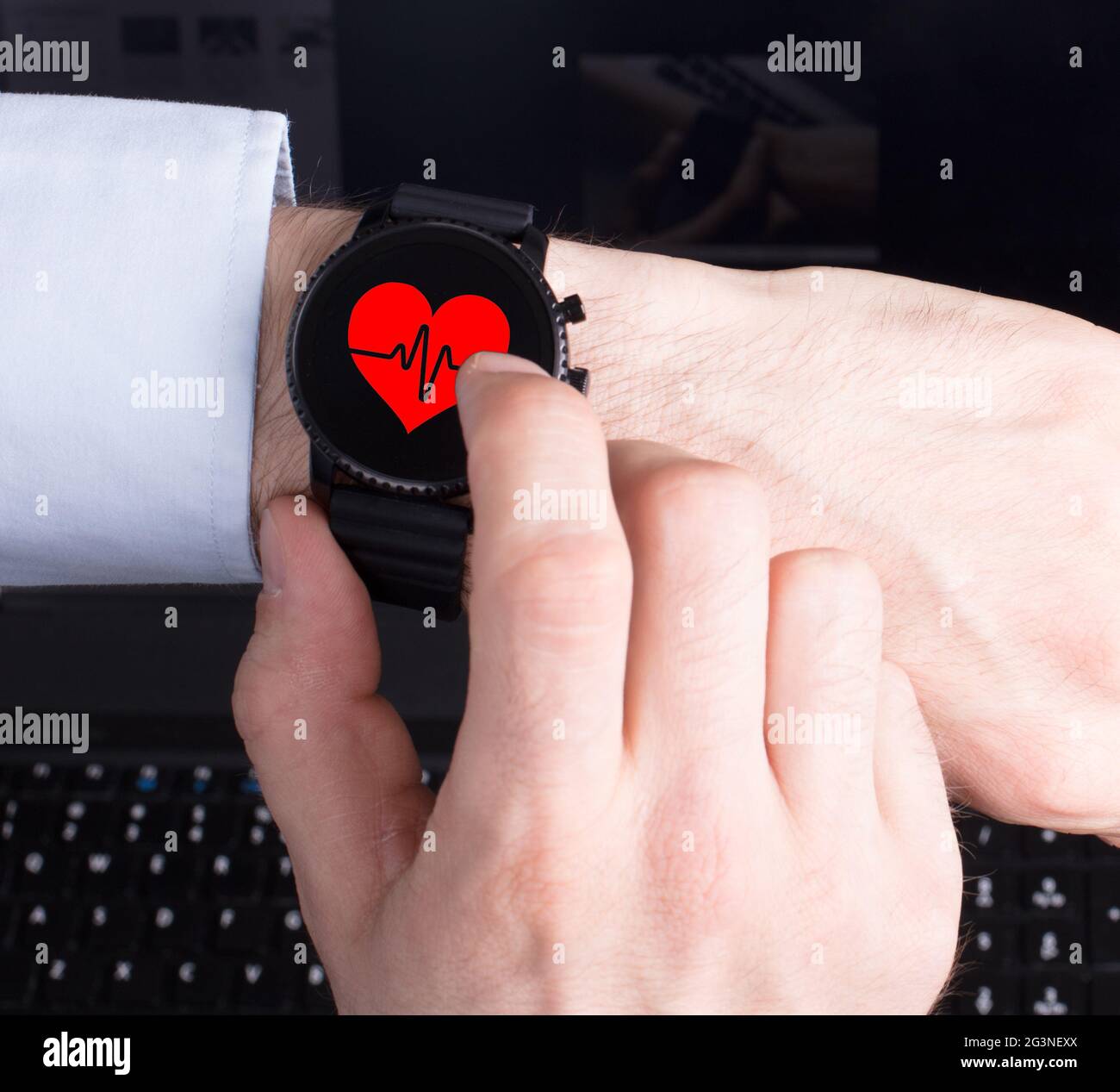 Black smartwatch isolated, heartbeat Stock Photo - Alamy
