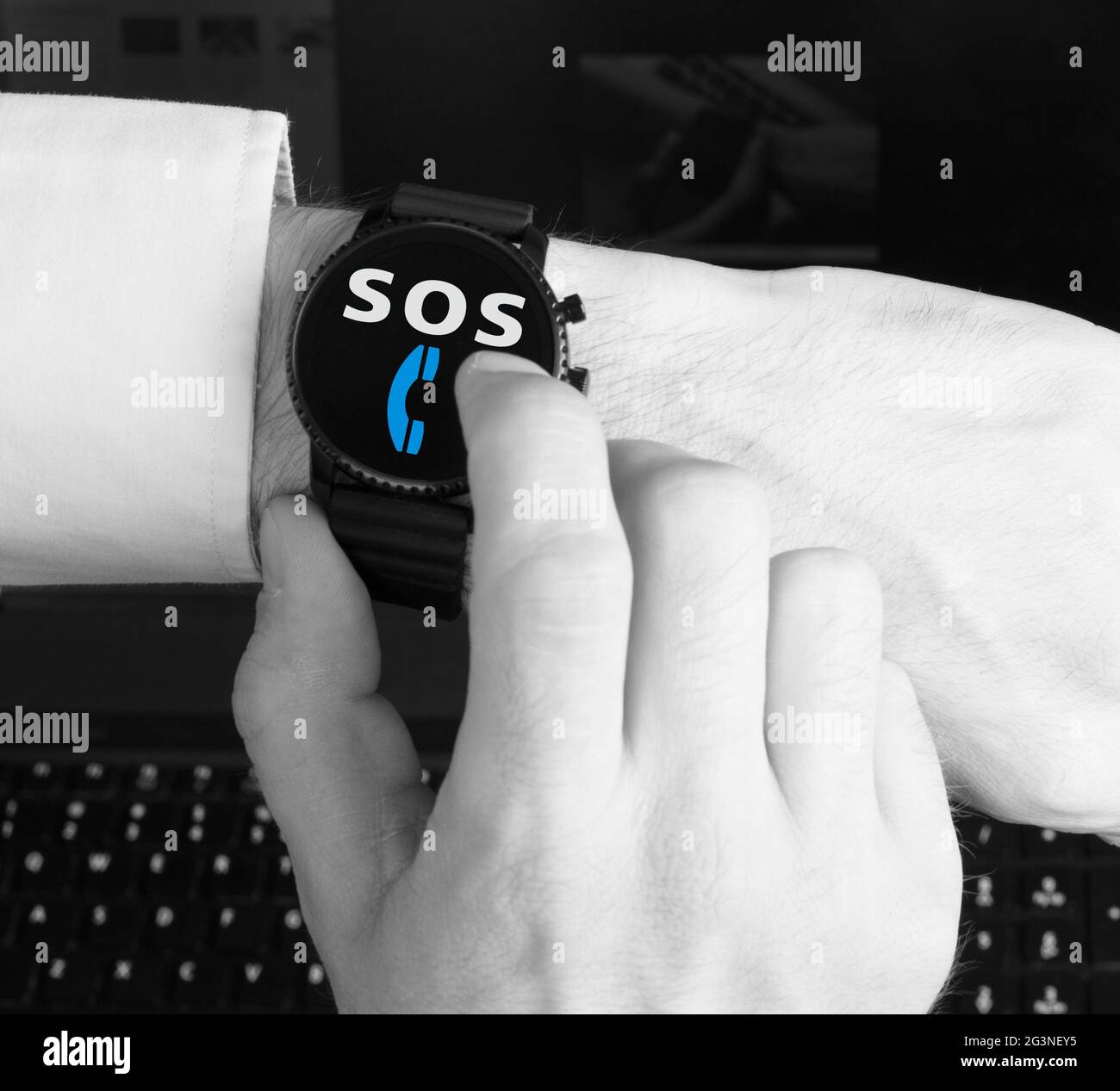 Black smartwatch isolated, SOS Stock Photo - Alamy