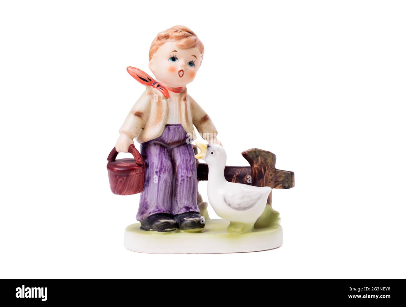 Very old statue, small ceramic boy Stock Photo - Alamy