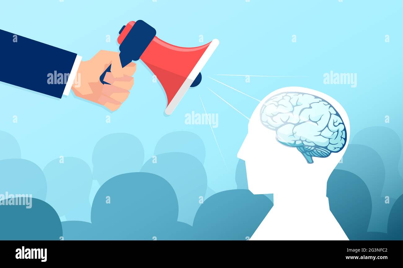 Vector of a man being influenced by social media news, influencer ...