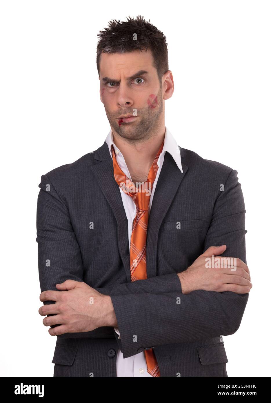 Close up of a businessman with bloody lip, beaten and bruised Stock ...