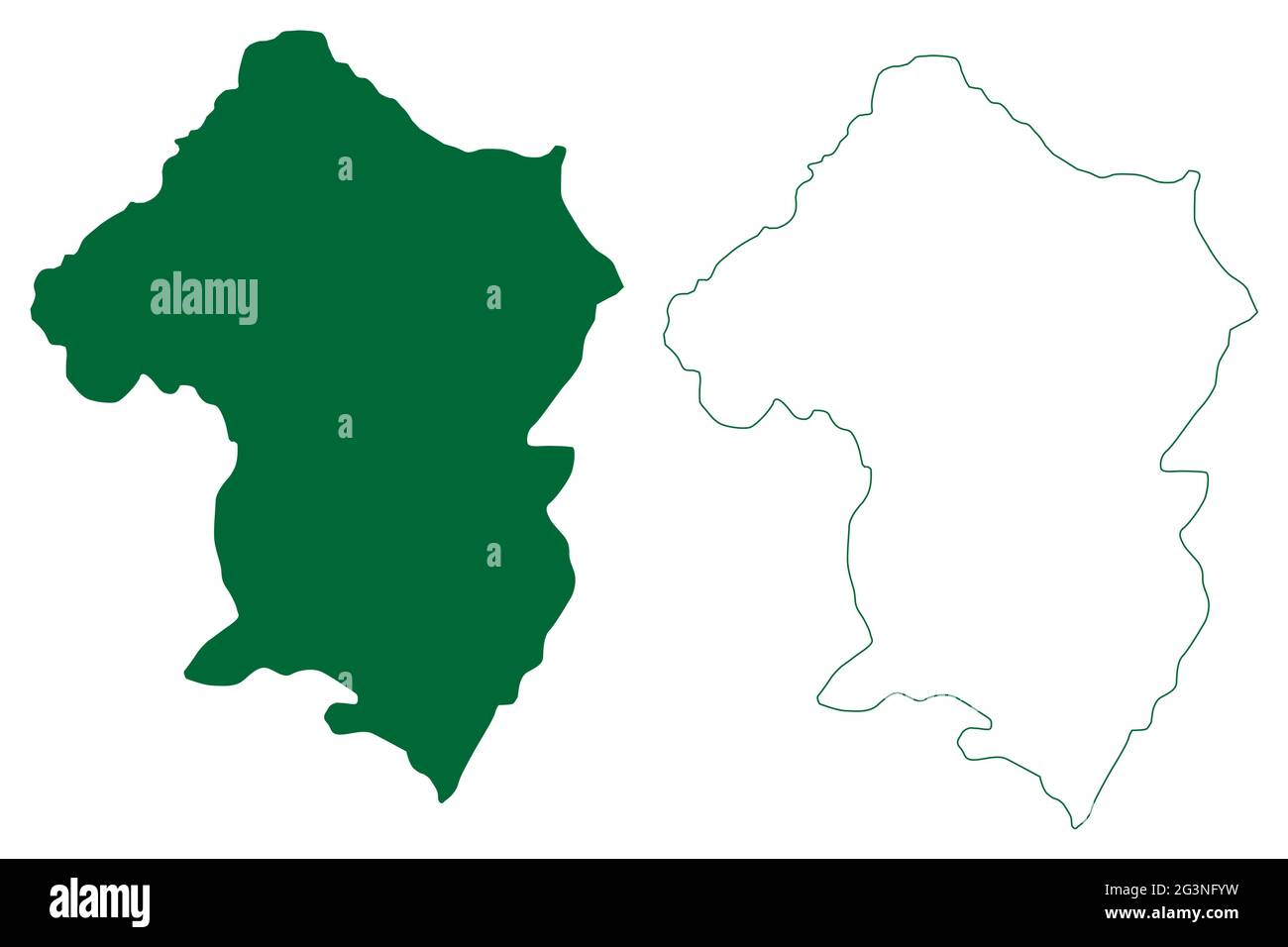 Tuensang district (Nagaland State, Republic of India) map vector ...