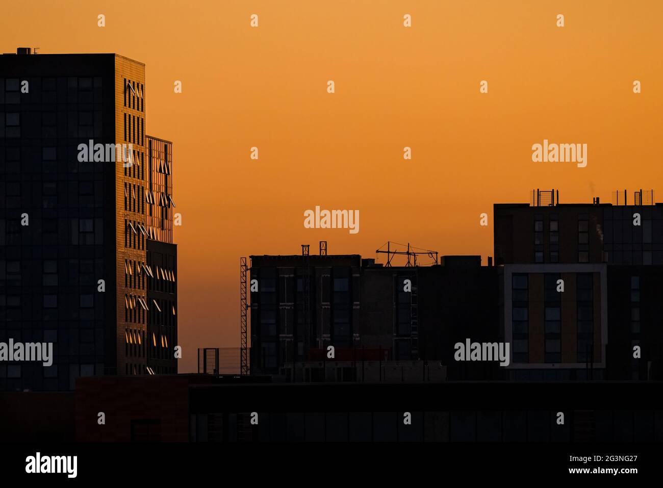 Sunset behind Bournemouth buildings Stock Photo - Alamy