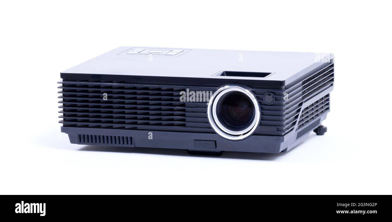 Black home cinema projector, isolated on white Stock Photo - Alamy