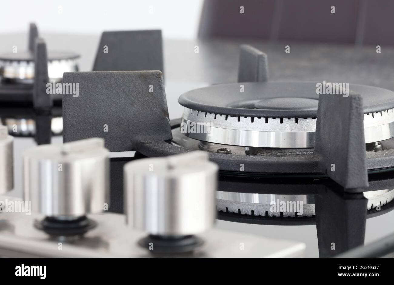 Side view of gas modern stove Stock Photo - Alamy