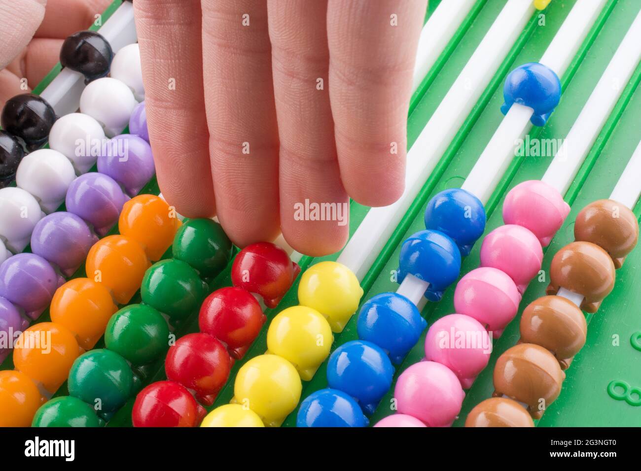 Hand using an abacus Stock Photo - Alamy