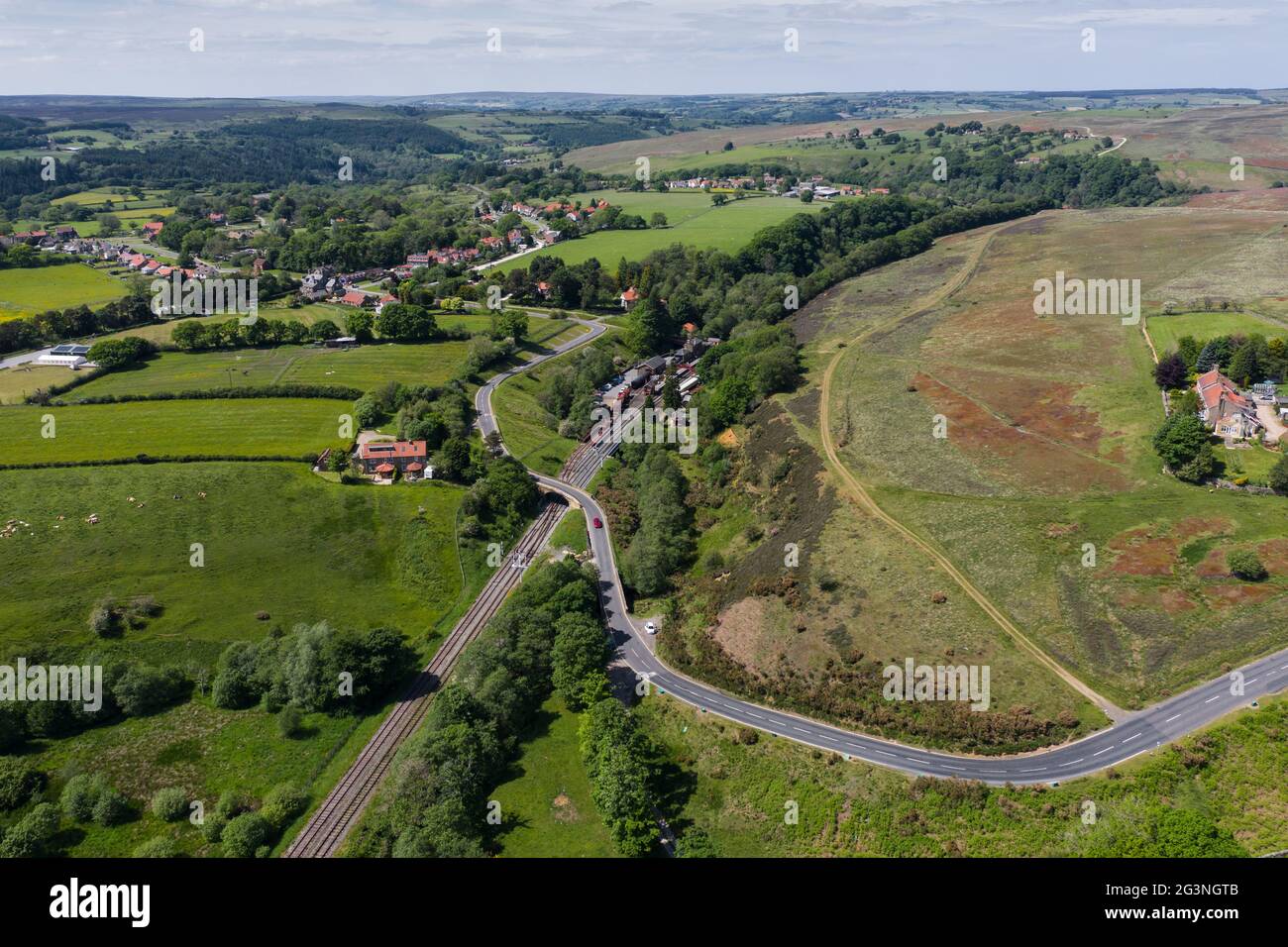GOATHLAND, UK - JUNE 15, 2021. An aerial view of the popular tourist ...