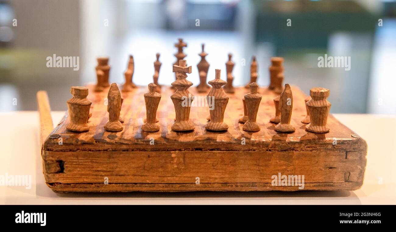 Hamburg, Germany. 17th June, 2021. A chess set made by former German ...