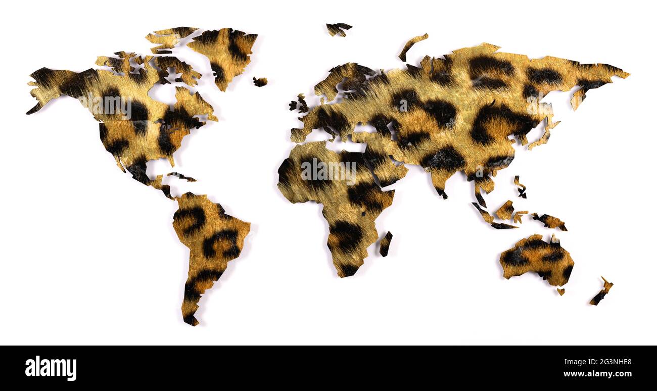 Roughly outlined world map - Leopard skin Stock Photo - Alamy