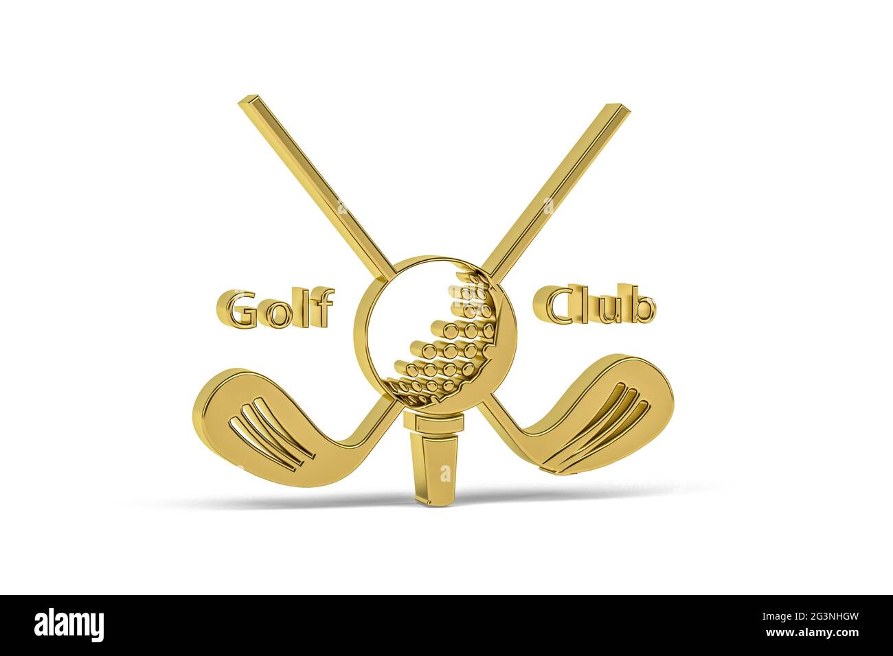 Golden 3d golfing icon isolated on white background - 3d render Stock ...