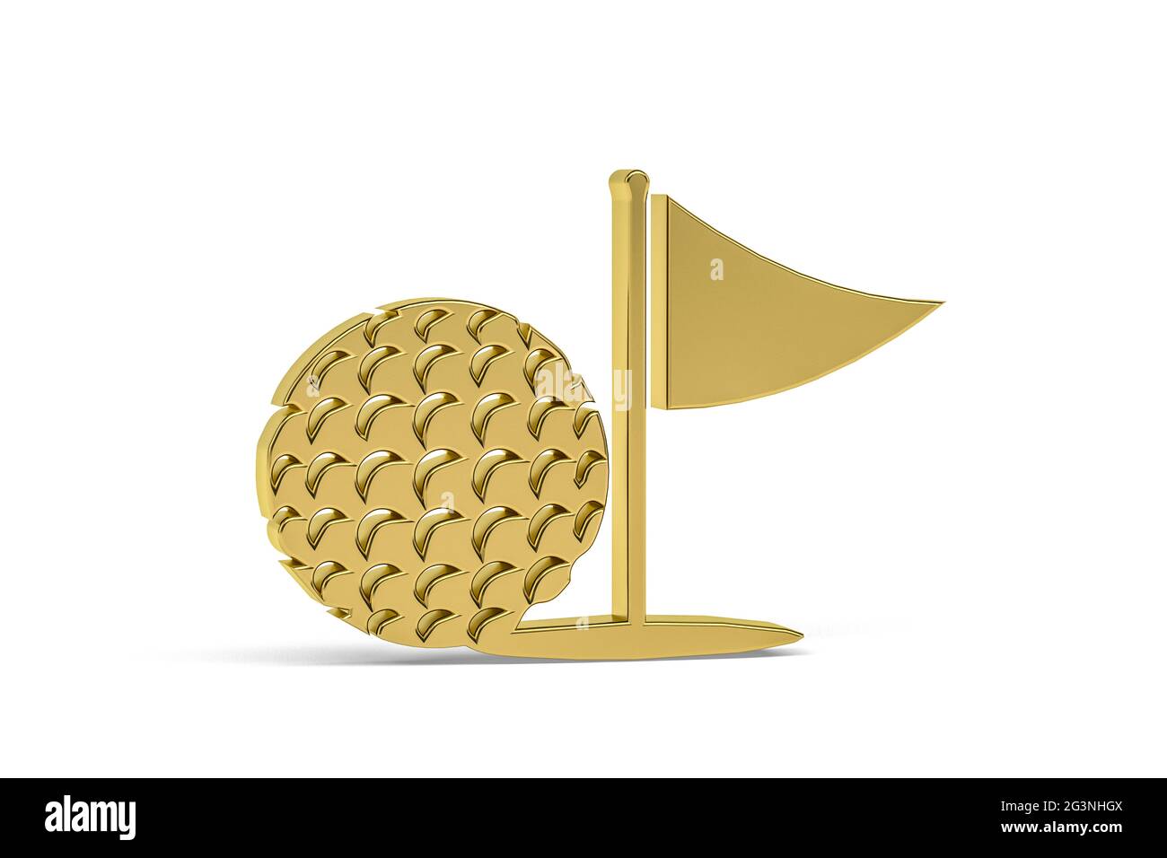 Golden 3d golfing icon isolated on white background - 3d render Stock ...