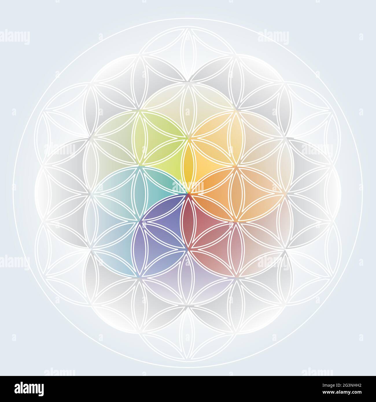 Flower of Life Symbol in Rainbow Colors, Cosmic Universe Energy Wheel ...