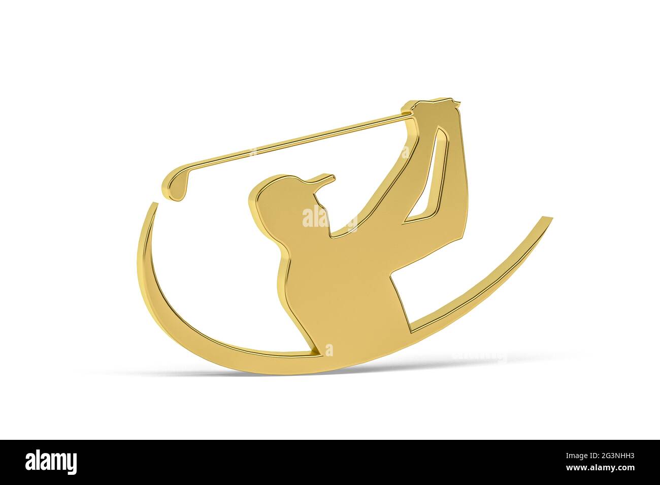 Golden 3d golfing icon isolated on white background - 3d render Stock ...