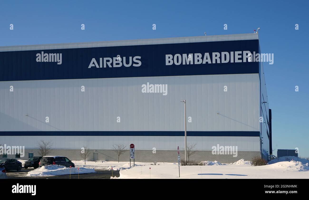 Montreal,Quebec,Canada,Febuary 17, 2021.Airbus,Bombardier factory in ...