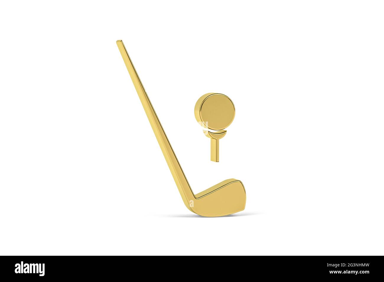 Golden 3d golfing icon isolated on white background - 3d render Stock ...