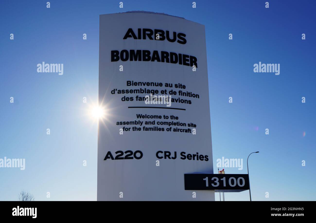 Montreal,Quebec,Canada,Febuary 17, 2021.Airbus,Bombardier factory in ...