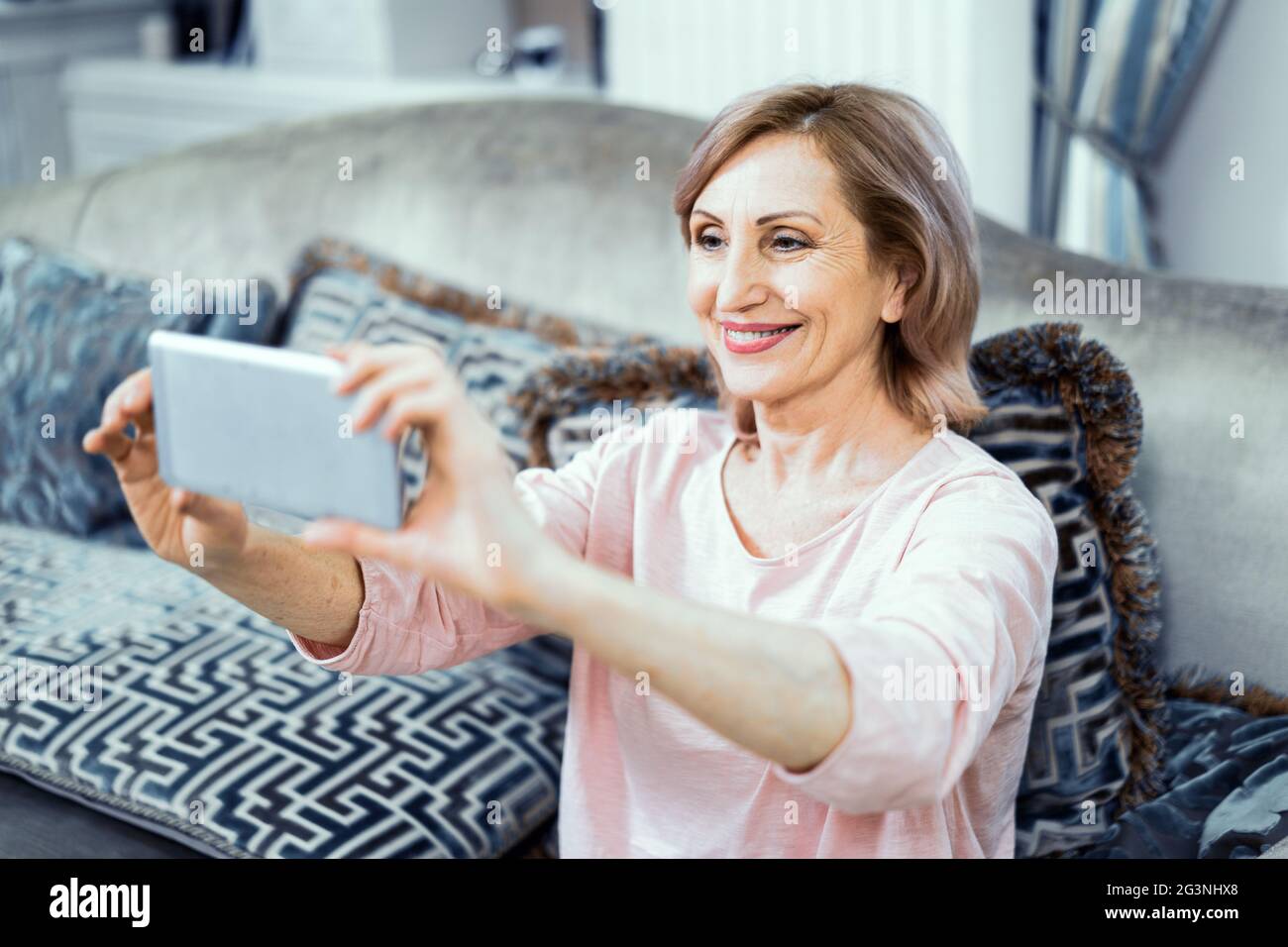 Mature Woman Takes Selfie Hi Res Stock Photography And Images Alamy