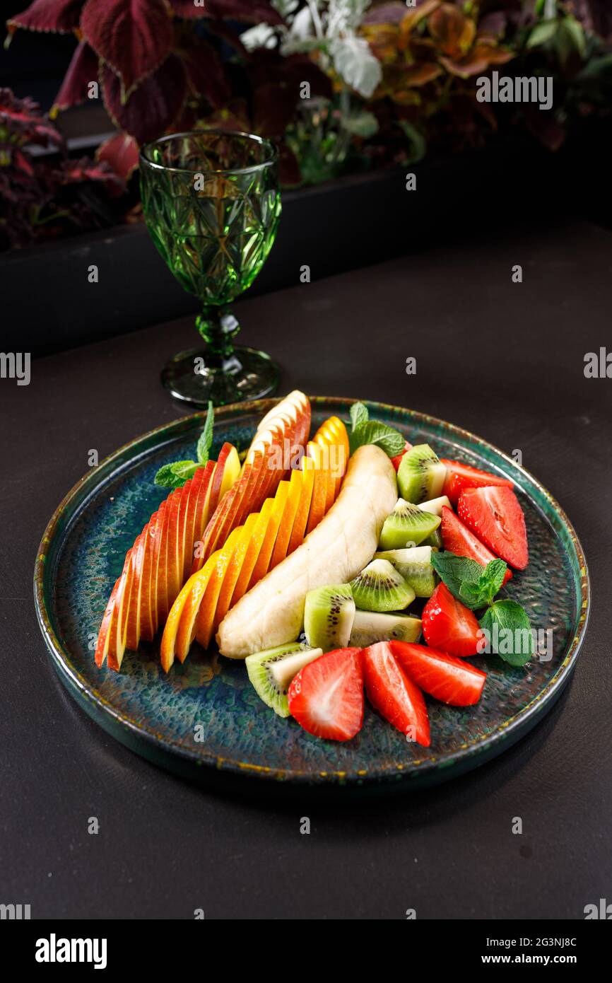 The concept of a healthy diet. Platter fruits and berries - apple ...