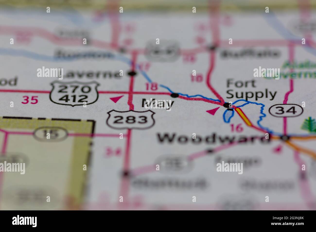 May Oklahoma USA shown on a Geography map or road map Stock Photo - Alamy