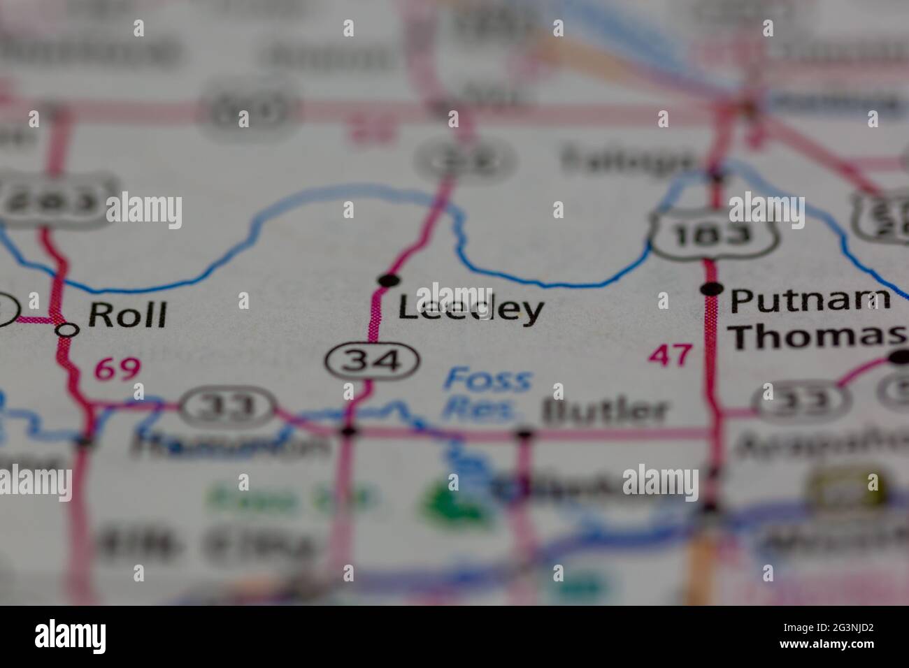 Leedey Oklahoma USA shown on a Geography map or road map Stock Photo ...