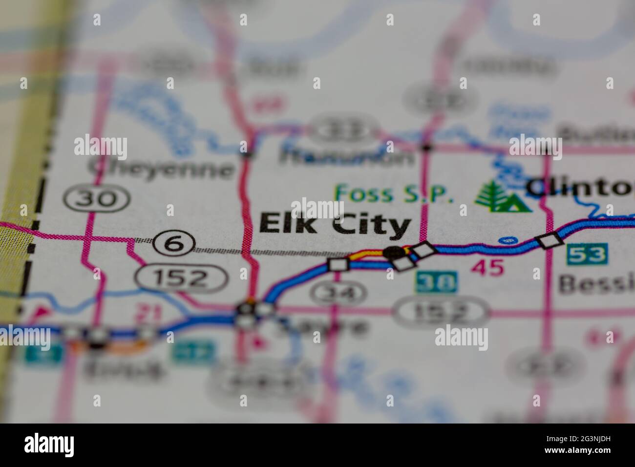 Elk Oklahoma USA shown on a Geography map or road map Stock Photo - Alamy