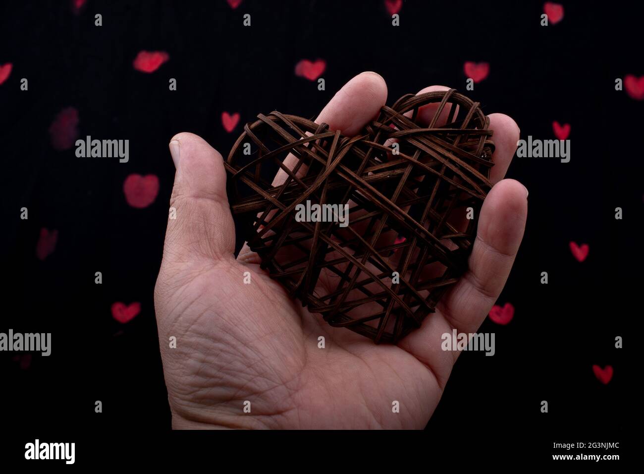 Handmade straw heart or valentines day object Stock Photo - Alamy