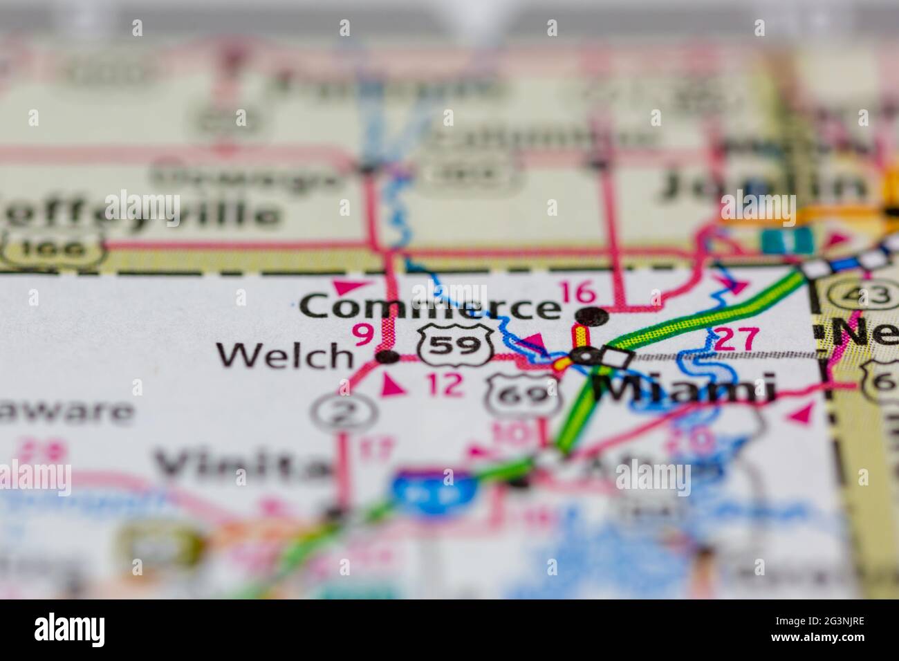 Commerce Oklahoma USA shown on a Geography map or road map Stock Photo ...
