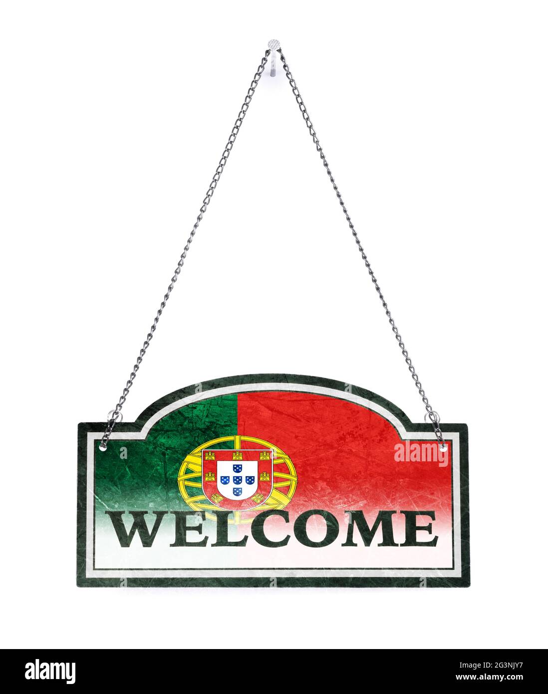 Portugal welcomes you! Old metal sign isolated Stock Photo - Alamy