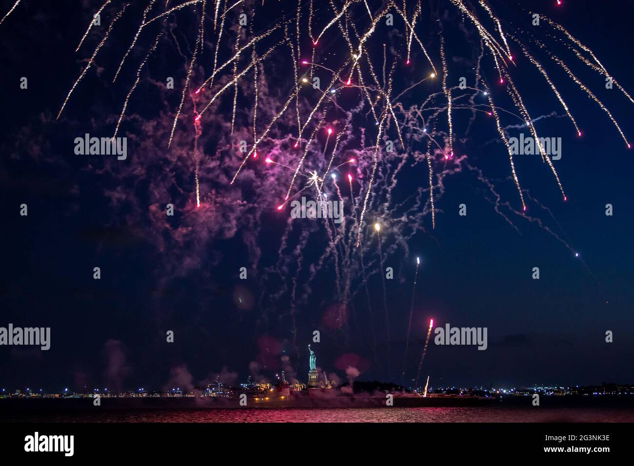 New York, United States. 15th June, 2021. Fireworks explode over New ...