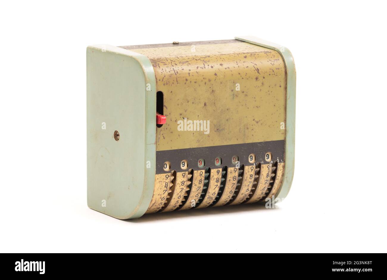 Vintage manual adding machine isolated Stock Photo - Alamy