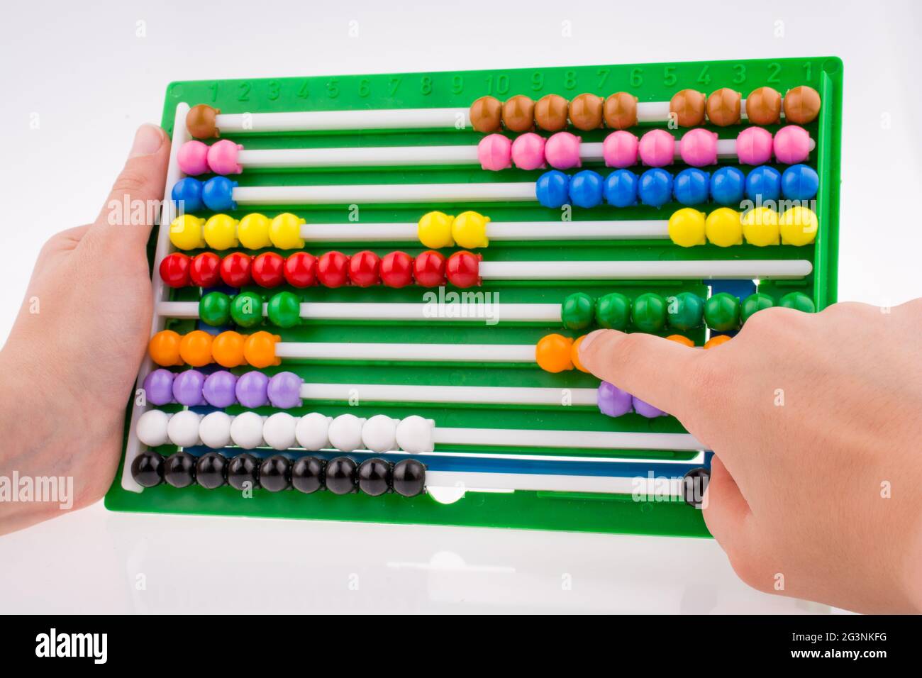 Hand using an abacus Stock Photo - Alamy