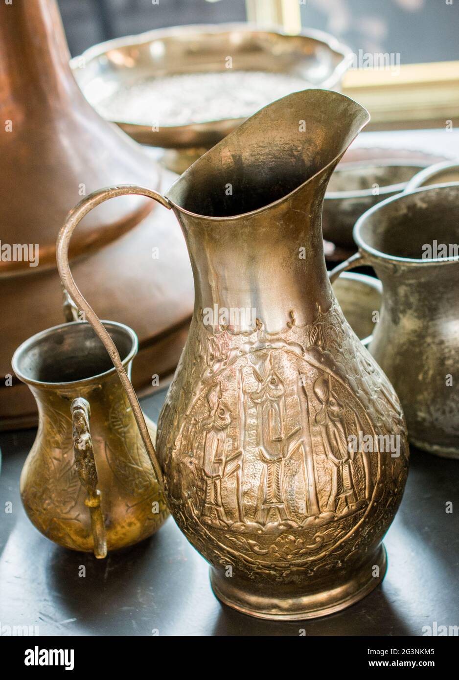 Very old style metal ewer water jar Stock Photo - Alamy