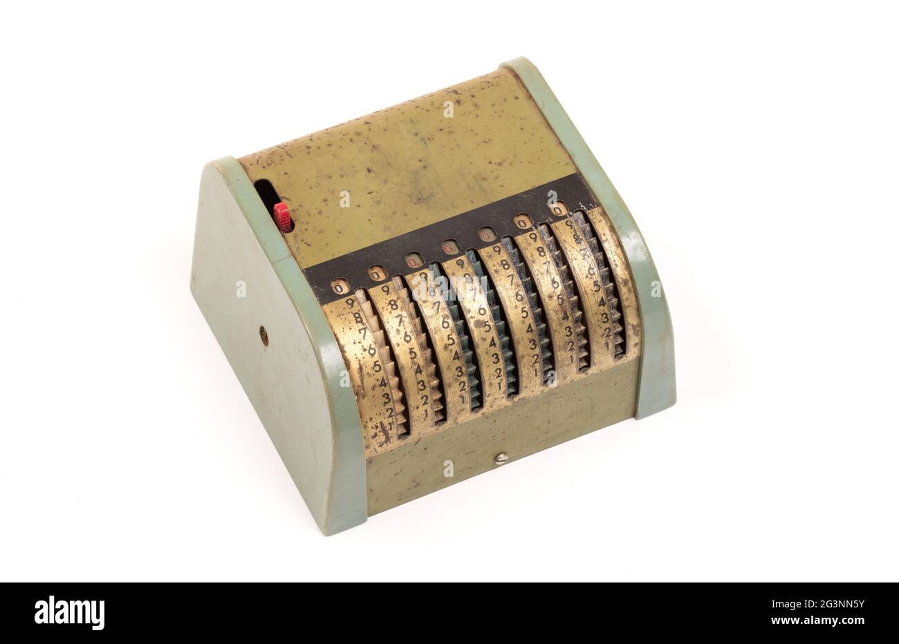 Vintage manual adding machine isolated Stock Photo - Alamy