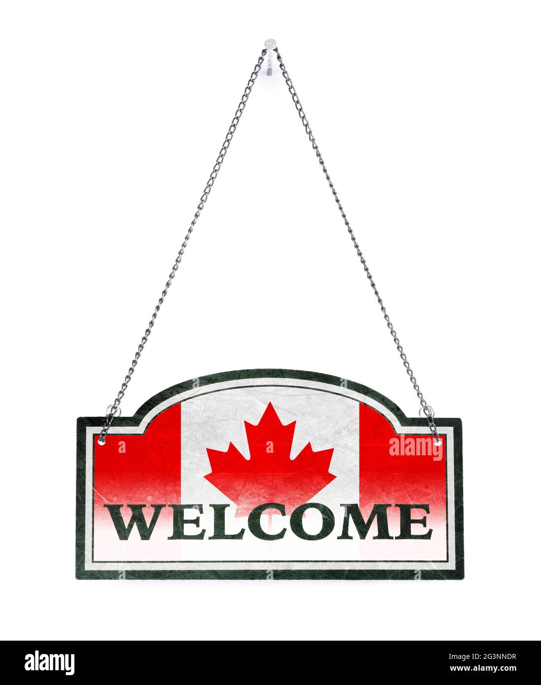 Canada welcomes you! Old metal sign isolated Stock Photo - Alamy