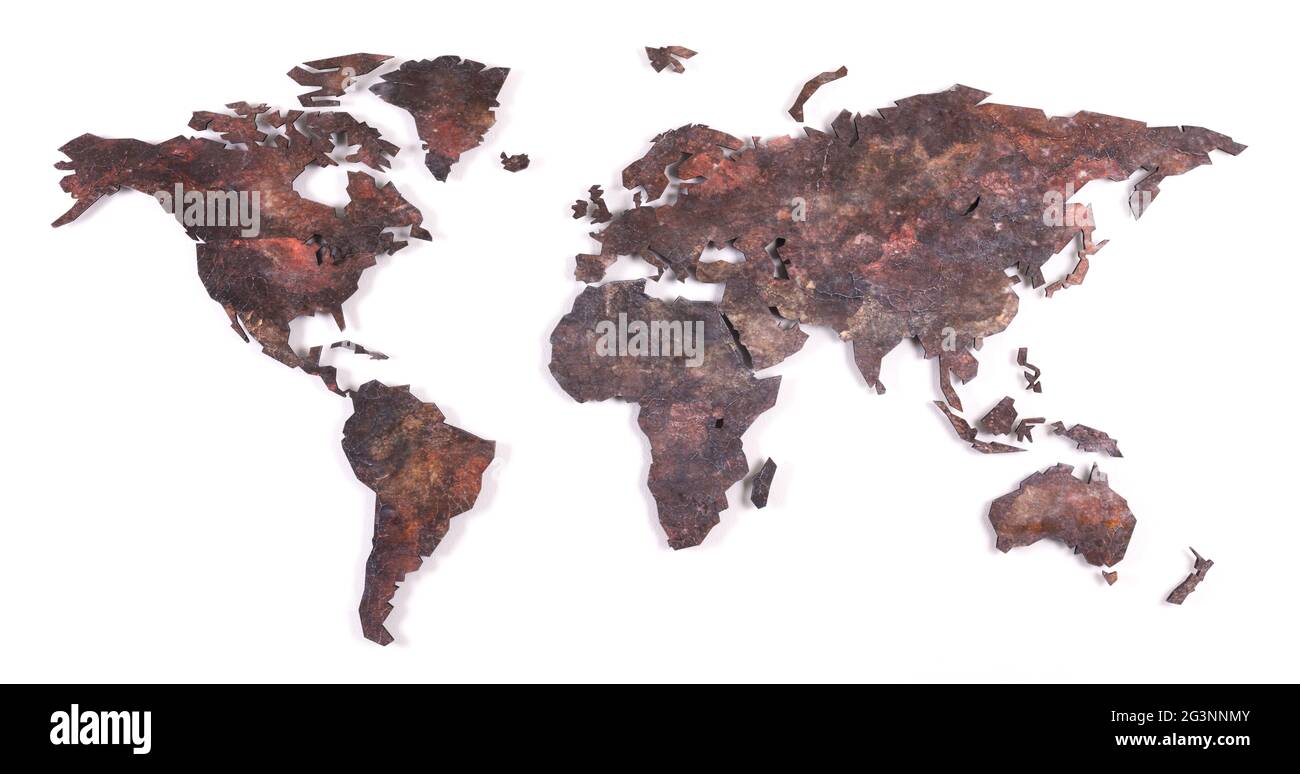 Roughly outlined world map - Bronze Stock Photo - Alamy