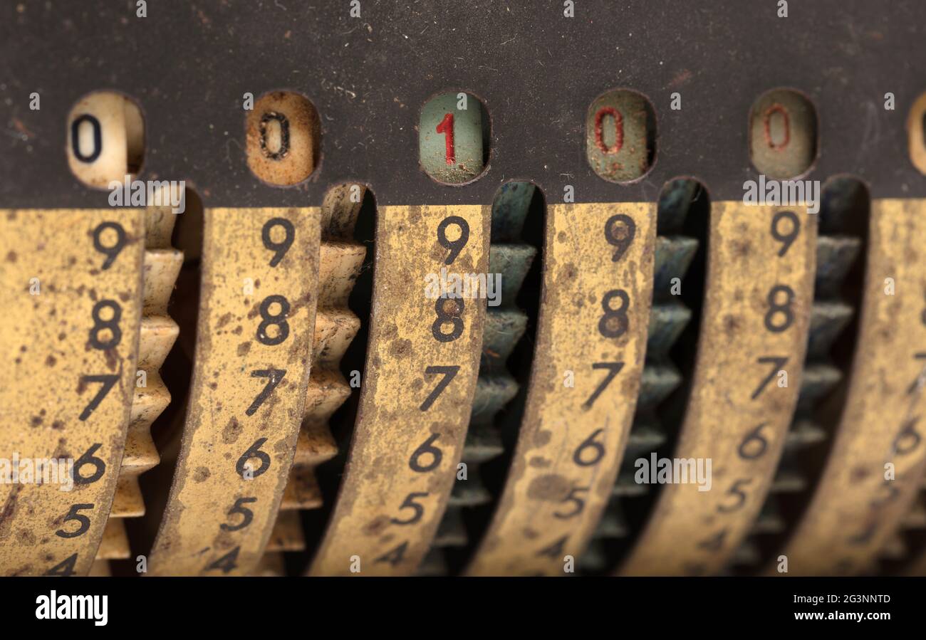 Vintage manual adding machine isolated - 100 Stock Photo - Alamy