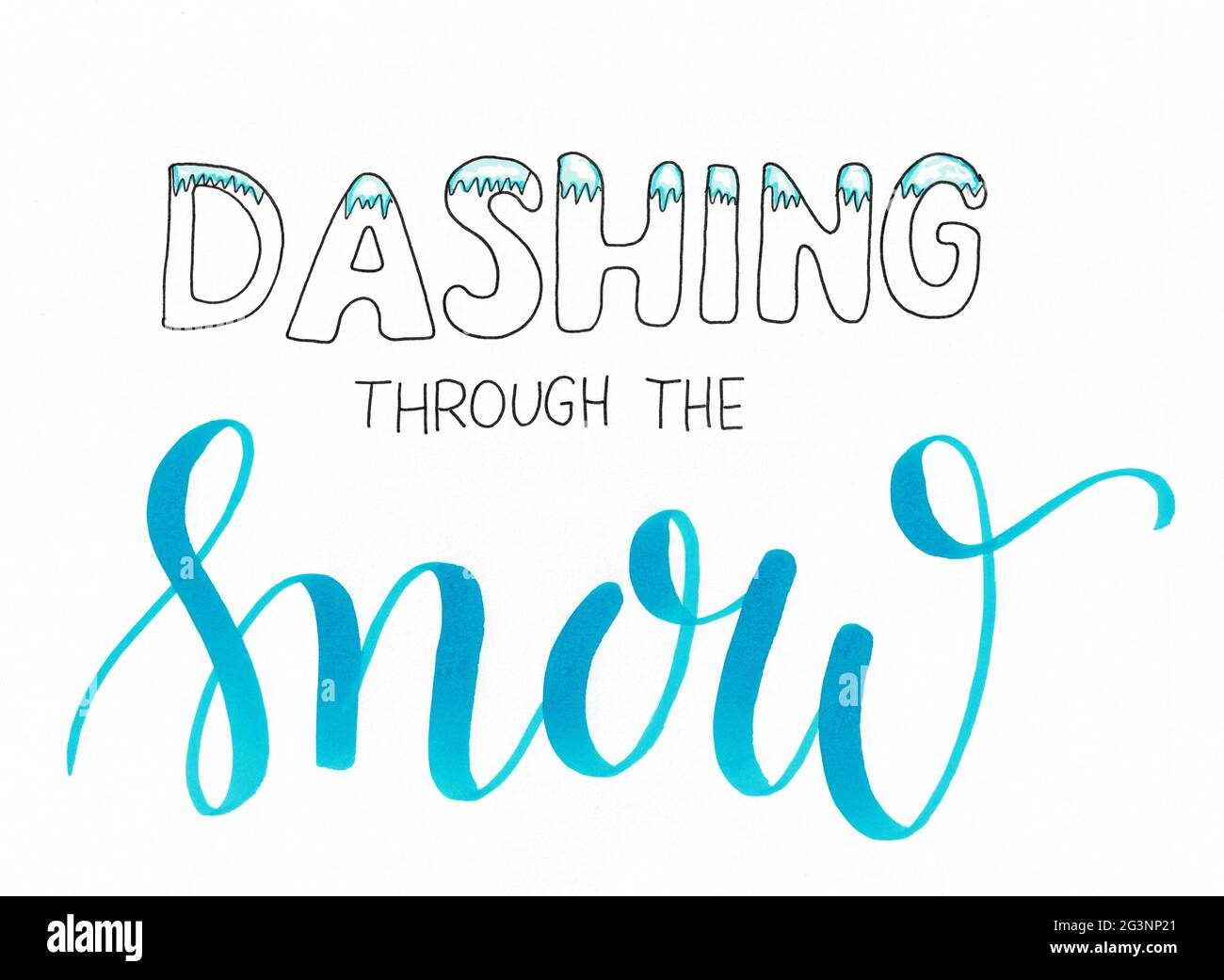 Dashing through the Snow - hand lettering design for winter and ...