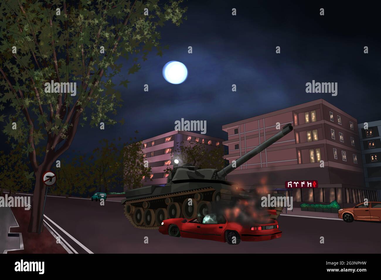 Tank crushing car hi-res stock photography and images - Alamy