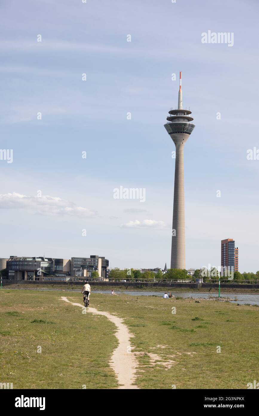 Vertical shot of Rhine Tower in Dusseldorf, Germany Stock Photo - Alamy
