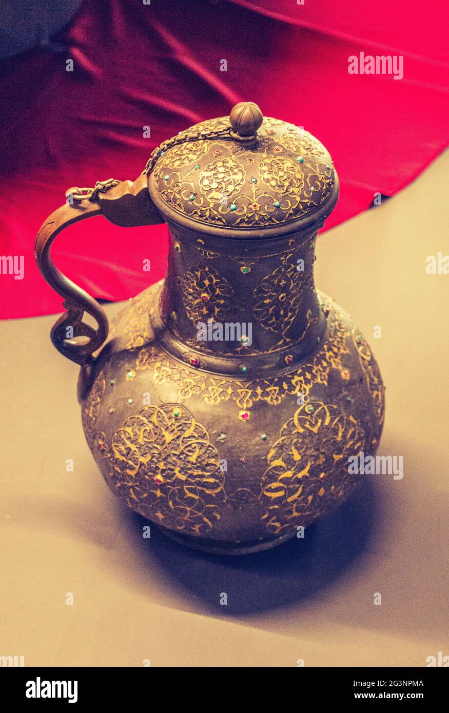 Very old style metal ewer water jar Stock Photo - Alamy