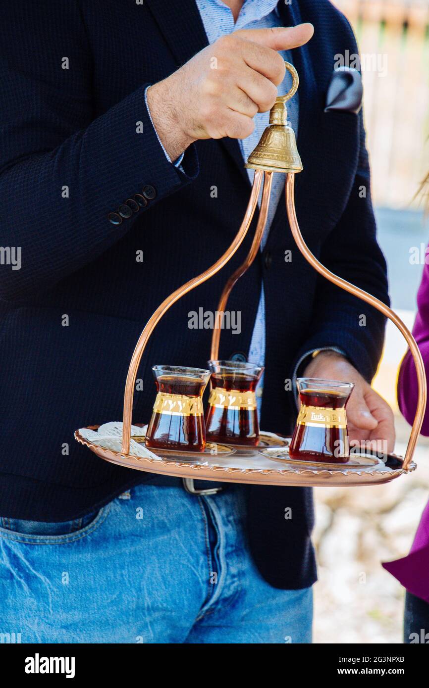 Turkish tea served in traditional glass Stock Photo - Alamy